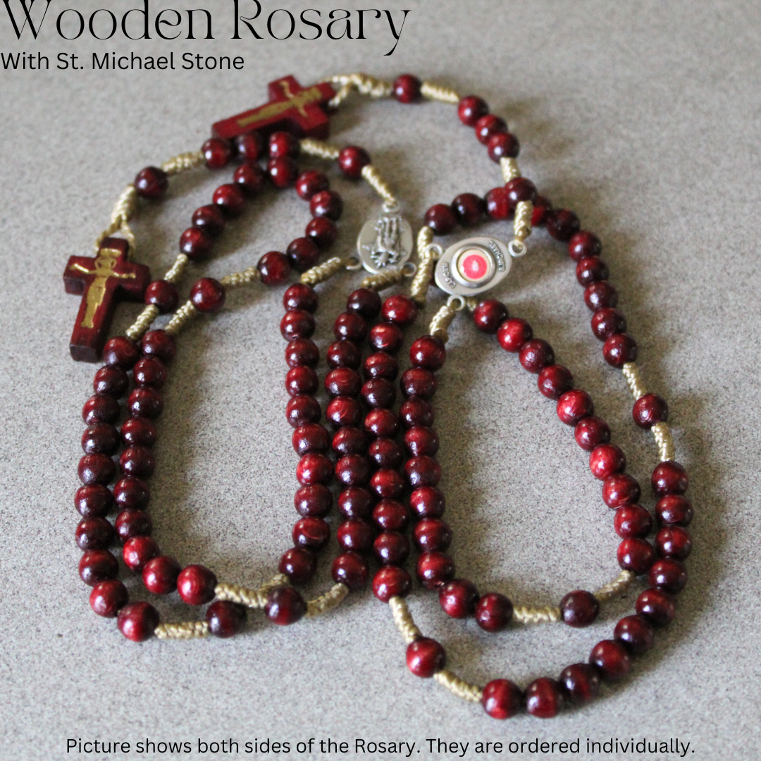 Wooden Rosary w/ Stone of St. Michael | Congregation of St. Michael the Archangel